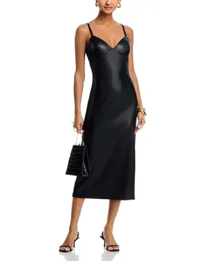 FORE Faux Leather Strappy Dress