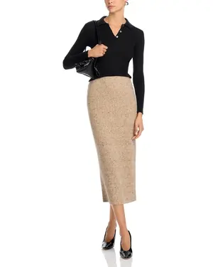 Co Wool Blend Ribbed Midi Skirt