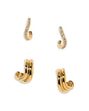 Nadri Wavy Drop Earring Set - Gold