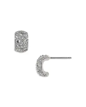 Nadri Crushed Pave Stud Earrings - Silver