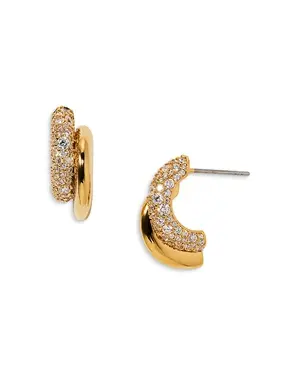 Nadri Pave Double Row Drop Earrings - Gold