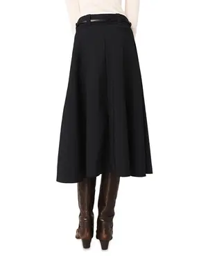 Maje Jadine Belted Midi Skirt