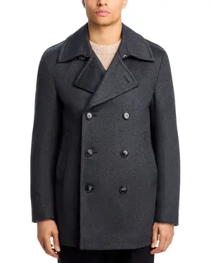 BOSS Hyde Wool And Cashmere Pea Coat - Medium Grey