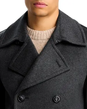 BOSS Hyde Wool And Cashmere Pea Coat - Medium Grey