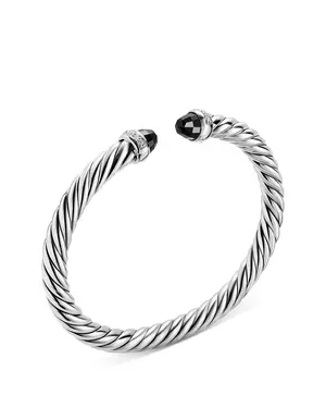 David Yurman Cable Flex Bracelet With Black Onyx And Diamonds - Black/silver