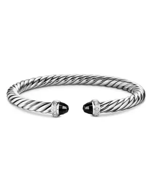 David Yurman Cable Flex Bracelet With Black Onyx And Diamonds - Black/silver
