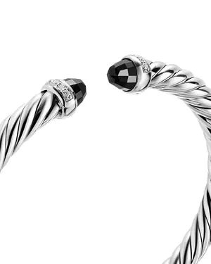David Yurman Cable Flex Bracelet With Black Onyx And Diamonds - Black/silver