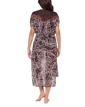 Miraclesuit Lets Be Fronds Swim Cover-up Kimono - Black/multi