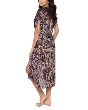 Miraclesuit Lets Be Fronds Swim Cover-up Kimono - Black/multi
