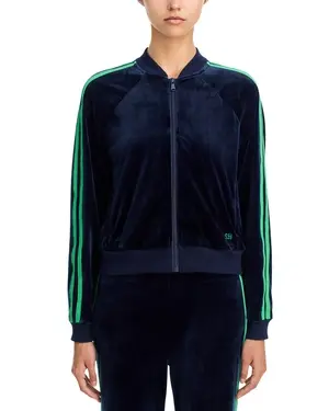 Splits59 Heritage Velour Bomber Jacket - Indigo/grass