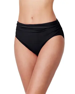 GOTTEX Mid Rise Shirred Bikini Bottom - Black