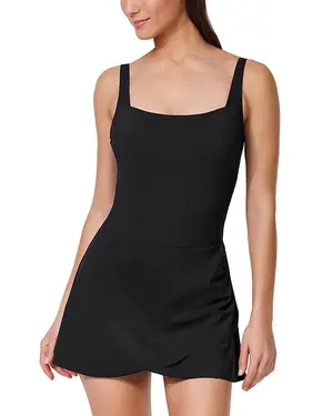 GOTTEX Square Neck Wrap One Piece Swimdress - Black