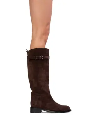 BLACK SUEDE STUDIO Classic Riding Boots - Dark Brown