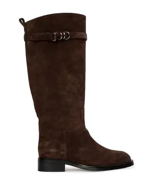 BLACK SUEDE STUDIO Classic Riding Boots - Dark Brown