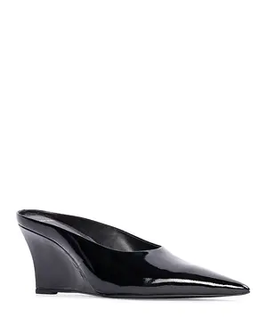 BLACK SUEDE STUDIO Pointed Wedge Pumps - Black Patent