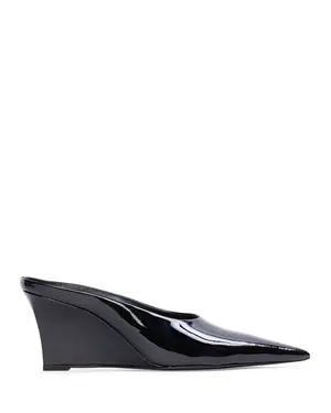 BLACK SUEDE STUDIO Pointed Wedge Pumps - Black Patent