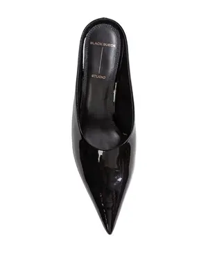 BLACK SUEDE STUDIO Pointed Wedge Pumps - Black Patent