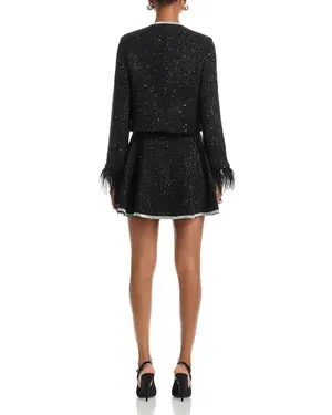 Aqua Rhinestone Tweed Mini Skirt
