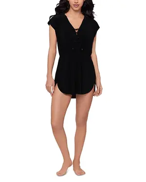 Magicsuit Lace Up Swim Cover-up Dress - Black