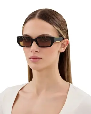 Bottega Veneta 53mm Rectangular Sunglasses - Avana
