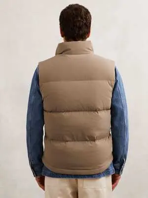 REISS Quilted Zip-through Puffer Gilet - Light Camel Brown