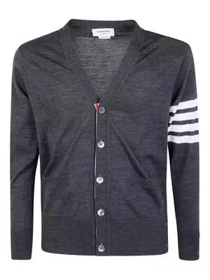 Thom Browne Stripe Detail Cardigan - Grey