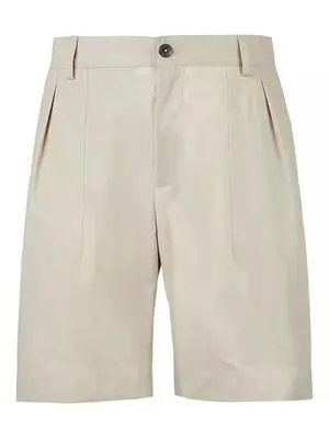 Sease Pleated-front Cotton Shorts