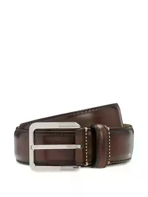 BOSS Leather Belt With Square Buckle - Brown