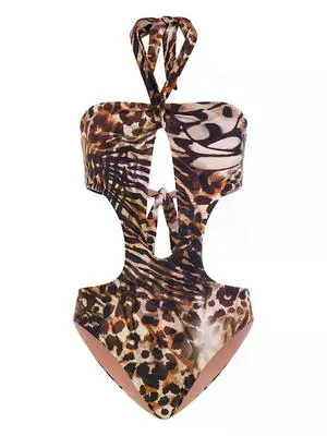 Guess Animal-print One-piece Swimsuit - Brown