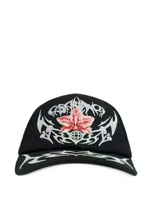 Casablanca Embroidered-floral Cap - Black