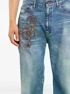 KHOKI Floral-embroidered Jeans
