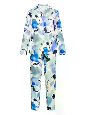 LOUIS FERAUD V-neck Floral Pajamas - Blue