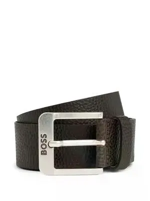 BOSS Textured Leather Buckle Belt - Brown