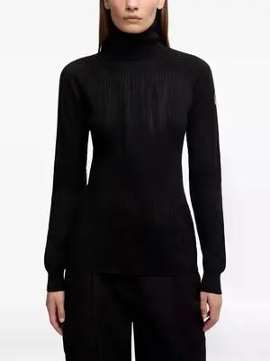 Moncler Roll-neck Sweater With Logo Patch - Black