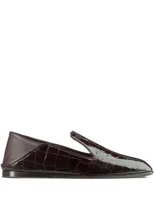 JIMMY CHOO Eliot Crocodile-Effect Ballet Flats Brown