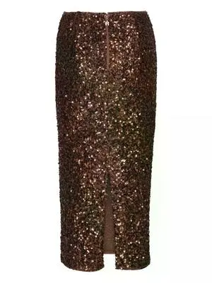 ROTATE BY BIRGER CHRISTENSEN Sequin-embellished Midi Pencil Skirt - Brown