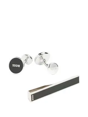Hugo Boss Tie-clipe Round Logo Cufflinks - Black