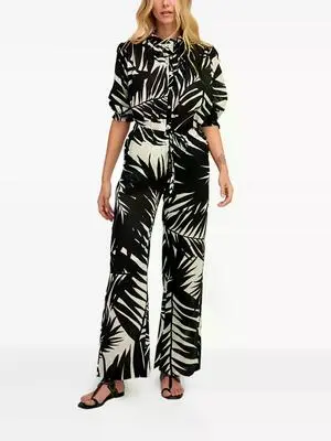 PEARL & CAVIAR Leaf-print Trousers