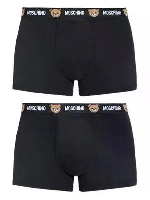 Moschino Logo Teddy-detail Cotton Boxers - Black