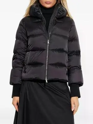 Add Funnel-neck Zip-fastening Puffer Jacket - Black