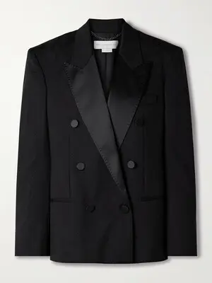 Stella McCartney Oversized Double-breasted Wool Blazer With Satin Trims