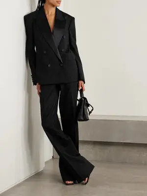 Stella McCartney Oversized Double-breasted Wool Blazer With Satin Trims