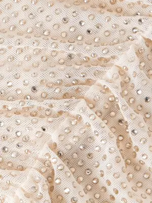 SELF-PORTRAIT Ruched Crystal-embellished Jersey Blouse - Neutrals