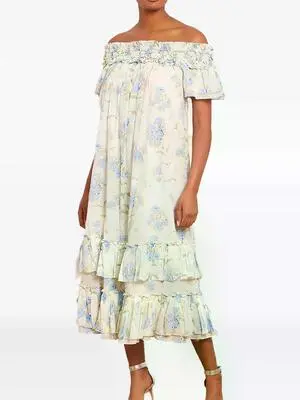 NEEDLE & THREAD Ruffled Floral Midi Dress