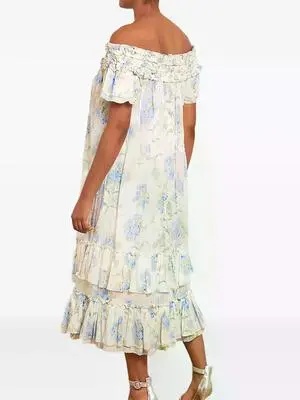 NEEDLE & THREAD Ruffled Floral Midi Dress