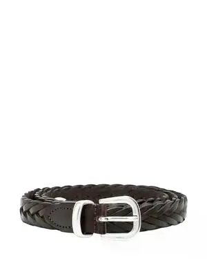 Eleventy Braided Leather Belt - Brown
