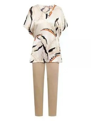 LOUIS FERAUD V-neck Printed Pyjamas - Neutrals