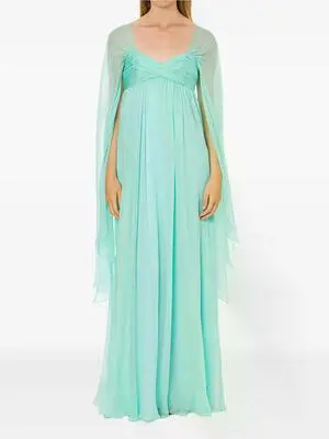 Alberta Ferretti Cape-detail Silk Maxi Dress