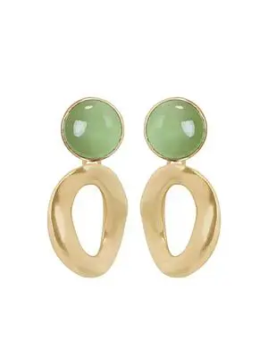 ATELIER MON Cat's Eye Oval Drop Earrings - Gold