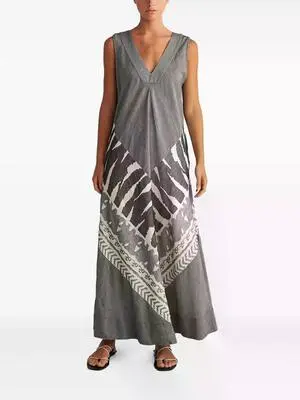 PEARL & CAVIAR Patterned V-neck Maxi Dress